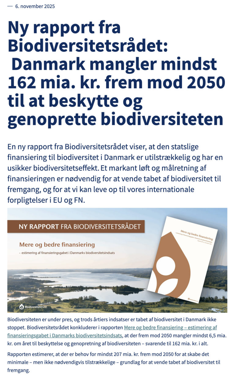 Biodiversitetsraadet: Mere og bedre finansiering – Rapport ...